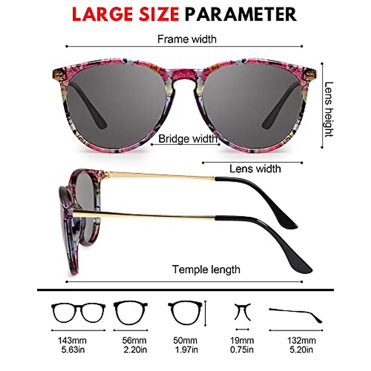 TJUTR Women's Photochromic Sunglasses with Polarized Lens for Outdoor, UV Protection Reduce Fatigue for Driving