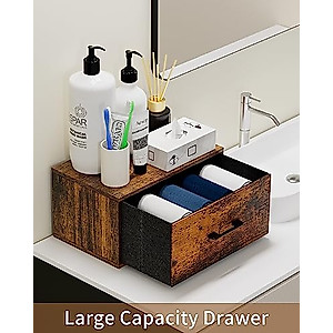 Filano Floating Nightstand with Drawer Rustic Wood Wall Mounted Nightstand Small Nightstand Floating Bedside Table Floating Shelf with Drawer