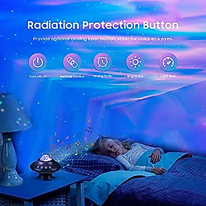 Aurora Projector Galaxy Light for Bedroom, RayGalax Star Projector Night Light with Remote Control, Bluetooth Music Speaker, Timer, Northern Light Star Nebula Lamp Trippy Projector for Kids, Adults