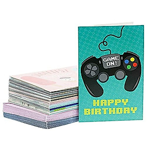 Pipilo Press 36 Pack Kids Birthday Cards Assortment with Pastel Colored Envelopes, 12 Designs, Dinosaur, Mermaid, Narwhal (4x6 In)