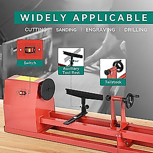 YITAHOME Wood Lathe 750W 14" x 40", Power Wood Turning Lathe Adjustable 4 Speed 1100/1600/2300/3400RPM, Update Mini Lathe with 3 Chisels + 4 Wrenches + 1 Manual, Useful Bench Lathe Machine Tools