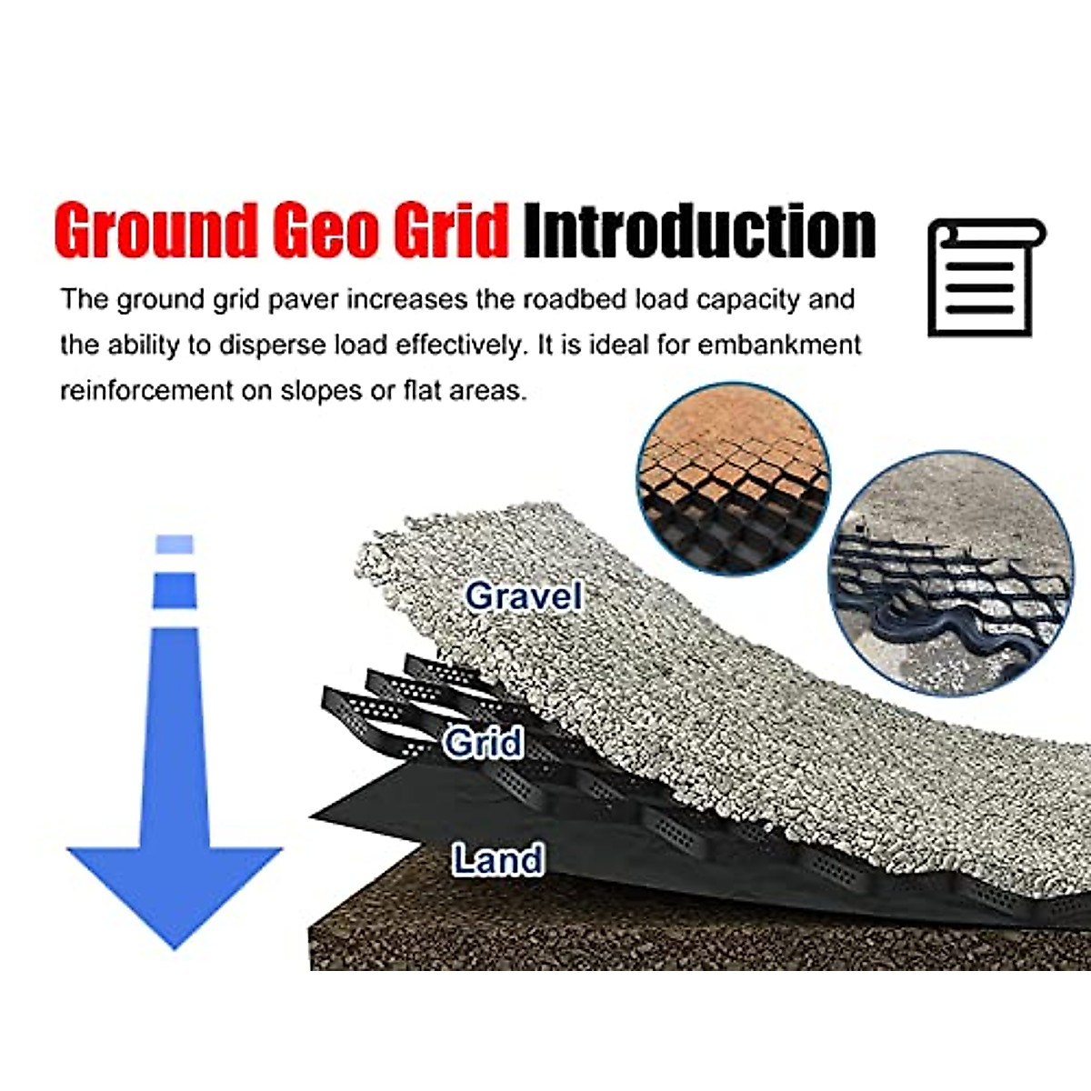 ZIMGOD Pea Gravel Grid Paving Stabilizer, Geocell Ground Grid 2" Depth, Polyethylene Geo Grid Pavers, for Garden Pathway Driveways Subgrade Work (Size : 3m x 4m (10ft x 13ft))