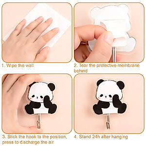 MOROBOR Panda Self Adhesive Hook, 4pcs No Punch Hook Decorative Wall Mounted Hooks Home Office Nursery Room Decoration for Hanging Key, Towel, Hat