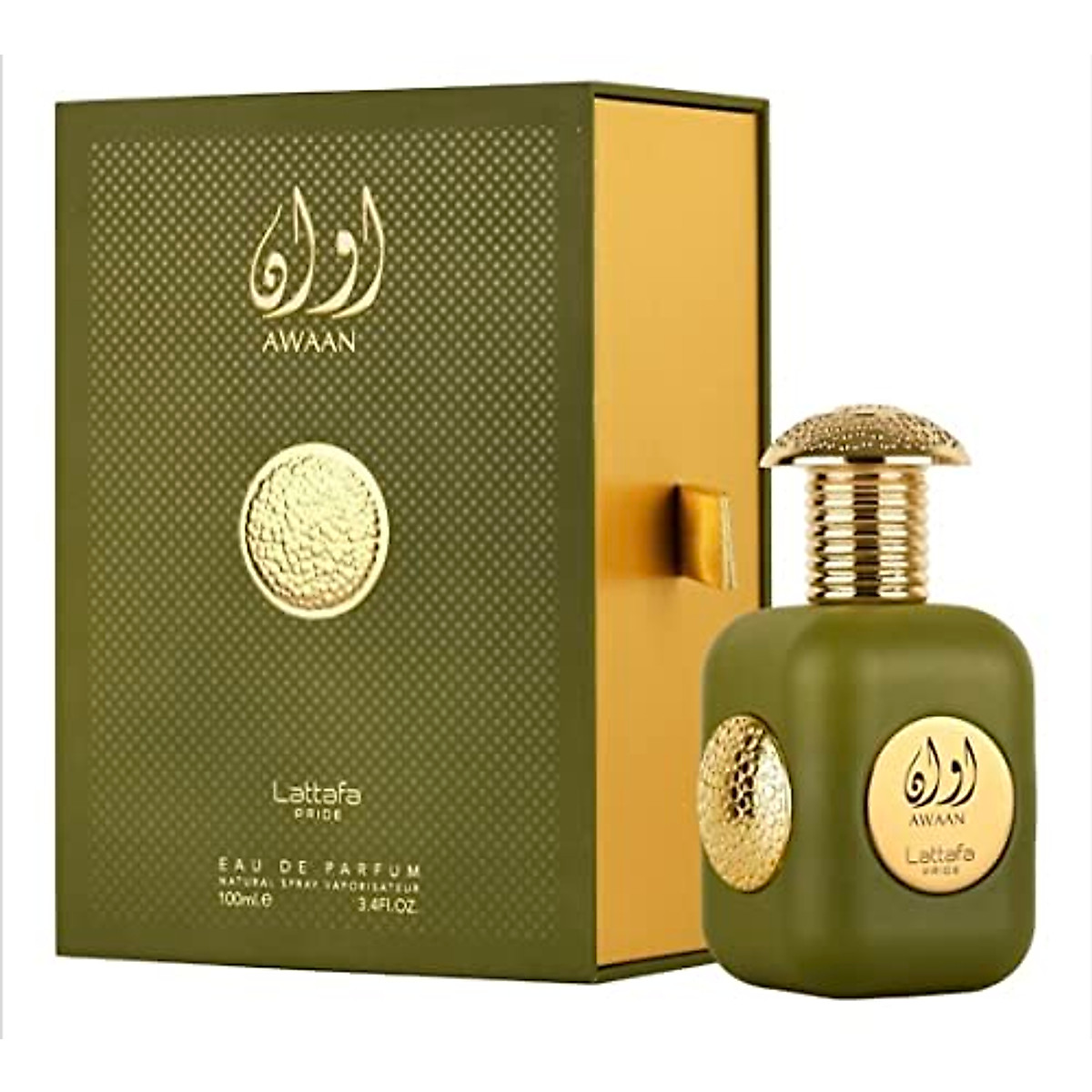 Lattafa Awaan Gold Eau De Parfum Spray for Unisex, 3.4 Ounce