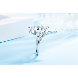 925 Sterling Silver Creative Sparkling Teardrop Shaped Sparkling Diamond Ring AAA Cubic Zirconia Promise Ring CZ Teardrop Halo Ring Eternity Engagement Wedding Rings Women's Ring Size 6-10 588 (10)