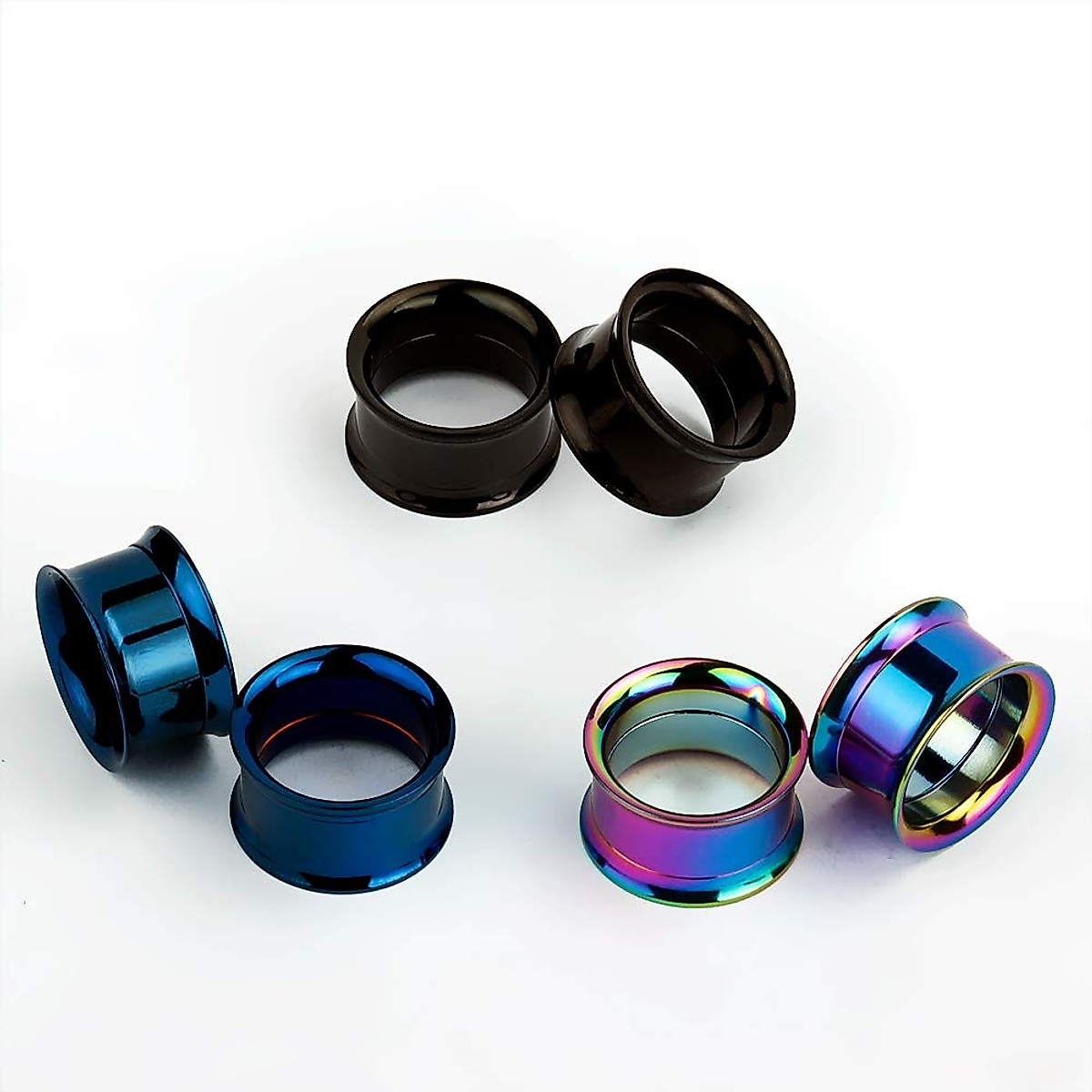 TBOSEN Set of 12 pcs Stainless Steel Ear Plugs Large Double Flare Alloy Gauges Stretching Screw Fit Tunnels Gauge 2g - 1 inch