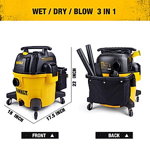 DEWALT 9 Gallon DXV09PZ New Version Poly Wet/Dry Vac, Heavy Duty Shop Vacuum for Jobsite/Workshop, Yellow