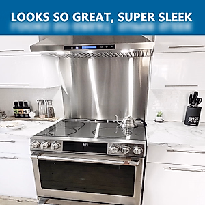 24" By 30" Stainless Steel Stove Backsplash Splatter Guard SP3604 Range Hood Backsplash Wall Shield Metal Panel, Ultra Flat Easy Clean And Install, 1 Year Sales Guarantee