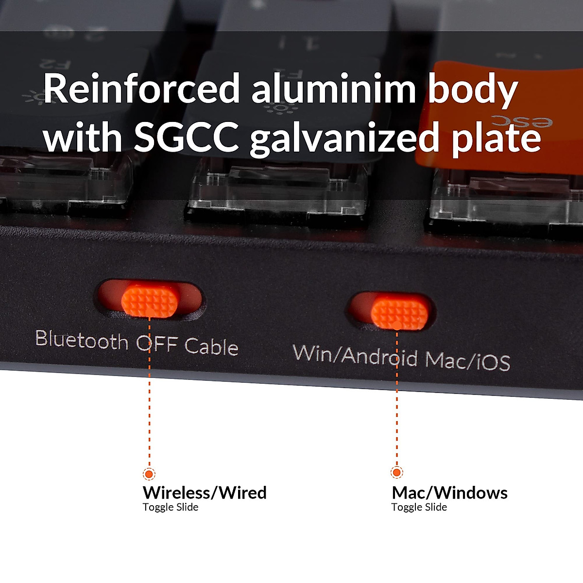 Keychron K3 75% Layout 84-Key Ultra-Slim Hot-Swappable Wireless Bluetooth Mechanical Keyboard with Low-Profile Keychron Optical Brown Switch/White LED Backlight/USB Wired for Mac Windows-Version 2