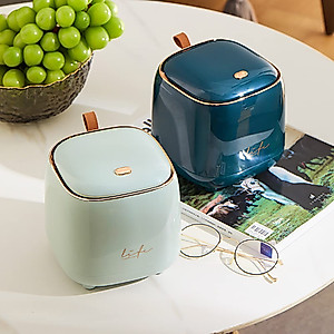 Thawella Mini Countertop Trash Can, 3L Capacity, Dark Green, Press Type, Removable Lid, Small Garbage Cans, Desktop Trash Can for Home, Office and Dressing Table