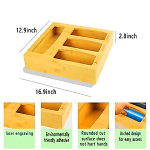 Ziplock Bag Storage Organizer for Kitchen Drawer, Food Storage Bags Organizer Baggie Organizer Holders Dispenser for Kitchen Drawer, Suitable for Gallon, Quart, Sandwich & Snack Bags