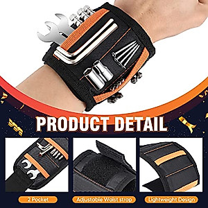 5 Pcs Magnetic Wristband Tools Set Gifts for Men Christmas Stocking Stuffers 1 Magnetic Wristband to Hold Screw Nail 1 Keychain 1 Pick up Tool 1 Gift Bag 1 Gift Box Cool Gadget Birthday Gift (Grandpa)