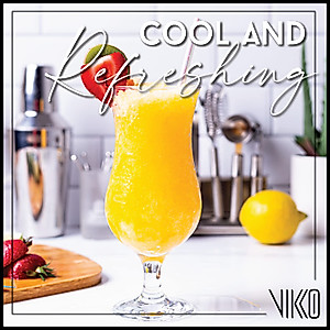 Vikko Hurricane Glasses, Set of 6 Pina Colada Glasses, 13.25 Ounce Cocktails Glasses Set, Durable Dishwasher Safe Party Glass