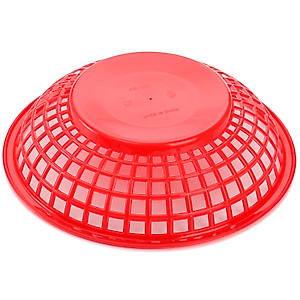 Suwimut 50 Pack Fast Food Baskets, 8 Inches Round Plastic Bread Fry Baskets, Serving Tray for Fast Food Restaurant, Deli Serving, Barbecues, Picnics, Parties, Hot Dogs, Chicken, Burgers