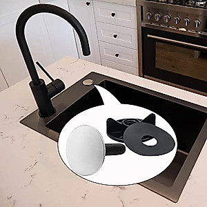 Kitchen Sink Hole Covers Brushed Stainless Steel,Faucet Hole Cover Hole Plug Black, 2Pcs Sink Caps for Top Holes (1.2 to 1.6 Inch in Diameter) (Long threaded shank)