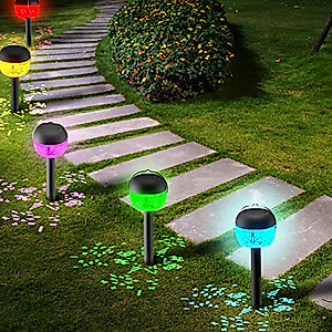 Solar Outdoor Lights, HAMOPY 8 Pack Christmas Outdoor Solar Pathway Lights, IP65 Waterproof Solar Powered Garden Path Lights Decorative Lights, Color Changing Landscape Light for Garden, Yard, Walkway