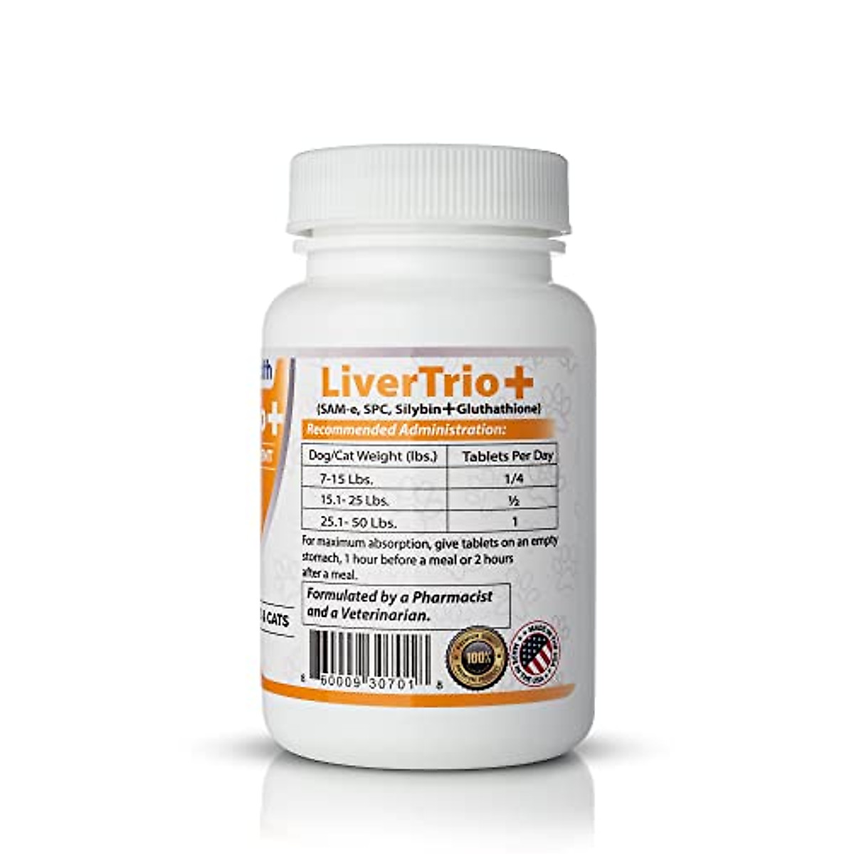 LiverTrio+ Comprehensive Liver Support Supplement for Smaller Dogs. Flavorful Chewable Tablets Combining Same, SPC, Silybin A+B, + Glutathione 30Ct (Small - Medium)