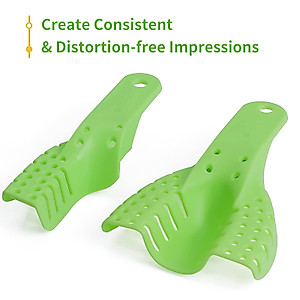 10 PCS Dental Impression Trays Disposable Plastic Small Medium Large Autoclavable Perforated Impression Trays Set Green