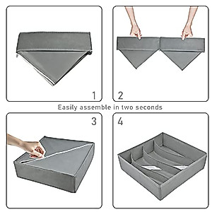 2 Pack Bra Storage Organizers for Dresser Drawers, Fabric Foldable underwear Storage, Washable Lingerie Organizers, Grey¡­