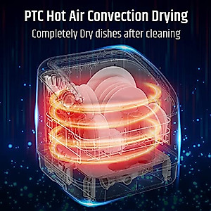 Razorri Countertop Automatic Dishwasher DOE with Inlet Hose, 7 Washing Modes, Air Dry, Anti-Leak Design, Fruit & Vegetable Cleaning, Baby Product Sterilization, Compact for Apartment, Dorm Room, RV