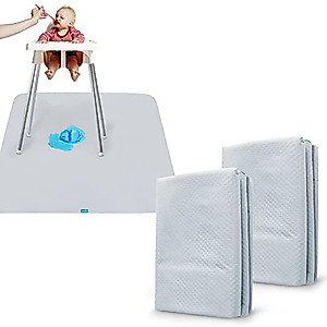 Splat Mat 2 Pack for Under High Chair & Arts & Crafts & Eating Mess, Waterproof 42''×46”Baby Playtime Anti-Slip High Chair Mat for Floor or Table, Reusable & Portable Splash Mat for Under High Chair
