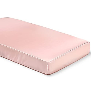 SiinvdaBZX Satin Crib Sheets for Girls, Silky Soft Pink Crib Fitted Sheets for Standard Crib and Toddler Mattress, 28 x 52 x 8In (Pack of 1)