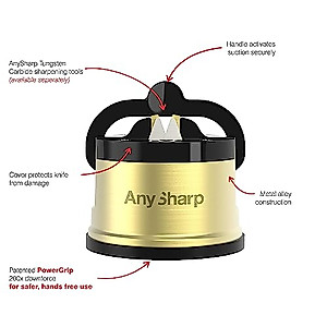 AnySharp Pro Chef Metal Knife Sharpener, Brass