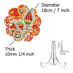 Küchengeräte 18 cm/7" inc Hand Painted Decorative Tulip Patterned Turkish Ceramic Trivet Coaster - Very Stylish - Scratch Proof Heat Resistant & Great Kitchen Home Office Decor - Best Gift Idea