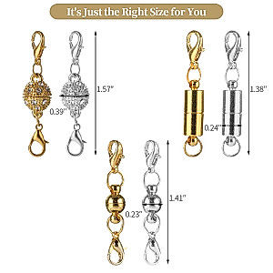 Aiskaer 16 Pcs Magnetic Lobster Clasps for Jewelry Necklace Bracelet Rhinestone Ball Style Cylindrical and Ball Tone Lobster Clasp
