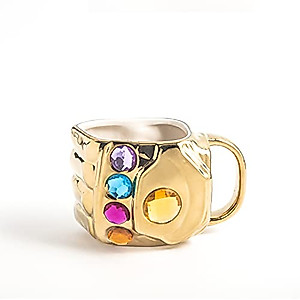 Zak Designs Marvel Thanos Unique 3D Sculpted Ceramic Coffee Mug, Collectible Keepsake Tea Mug for Hot Drinks (15 oz, Non BPA, Thanos Infinity Gauntlet)
