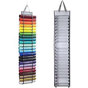 lixinhu Vinyl Roll Holder, 24 Compartments Craft Rack Roll Holder Wall Mount/Over Door Roll Storage Rack,Craft Organizer Vinyl Storage Rack | Hanging Organizer Storage