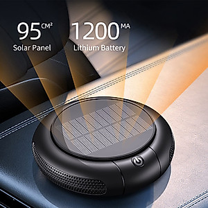 YALIYA Car Negative ion Air Purifier with Solar Panel 1200mAh Battery Quiet Air er for Home Car Office Allergies Pets Dust Hair Odors