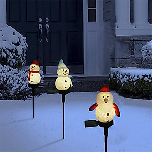Goldye Solar Garden Lights LED Christmas Lawns Snowman Plug Stake Lights Courtyard Landscape Path Light,Home Christmas New Year Patio Light Decoration,Outdoor Waterproof IP65 (Red)