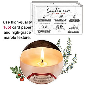Handmade Candle Care Instruction Card, Candle Care Instruction Card, 3.5 x 2 inches for Handmade Candle Makers Soy Bees Wax Coconut Essential Oils, 50 Pack(Marble Look Design)