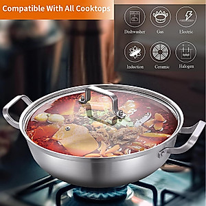 Delarlo Tri-Ply Stainless Steel 11 inch Everyday Pan with Lid, Kitchen Everything Pan, Chef's Pans, Induction Deep Saute Pan, High Side Cooking Pot 3.5QT, Oven Safe Stock Pot, Up to 600℉