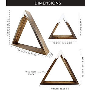 AuldHome Design Rustic Boho Mountain Shelves (Nesting Set of 3); Mountain-Shaped Wooden Floating Decorative Shelves