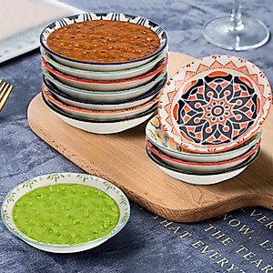 Cedilis 12 Pack Ceramic Soy Sauce Dipping Bowls, 3.5oz Pinch Bowls for Kitchen Prep, 4 Inch Small Sushi Soy Sauce Dish Plate, Colorful Condiments Bowl Dish Dip Bowls Side Dishes