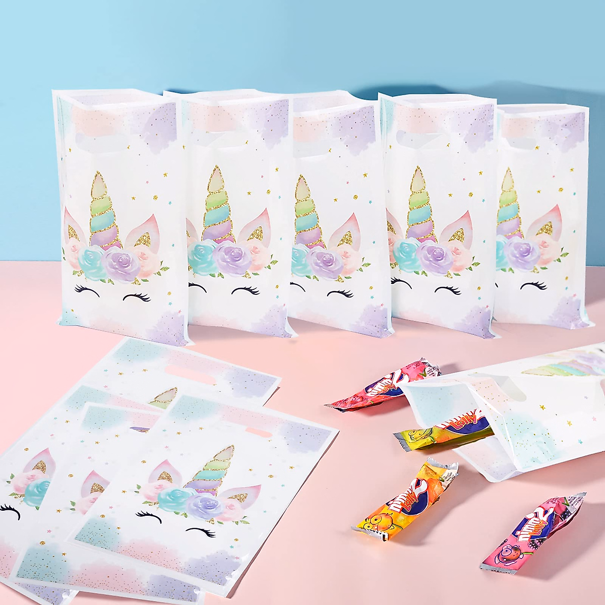 DaiUni 30 PCS Unicorns Goodie Bags Party Favor Bags with Handles for Kids Birthday