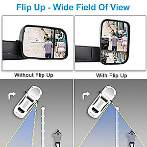 ECCPP Tow Mirrors Replacement fit for 2002-2008 for Dodge for Ram 1500 2500 3500 Tow Mirrors Power Heated Turn Signal Lights Pair Mirrors Driver Side and Passenger Side Manual Flip up