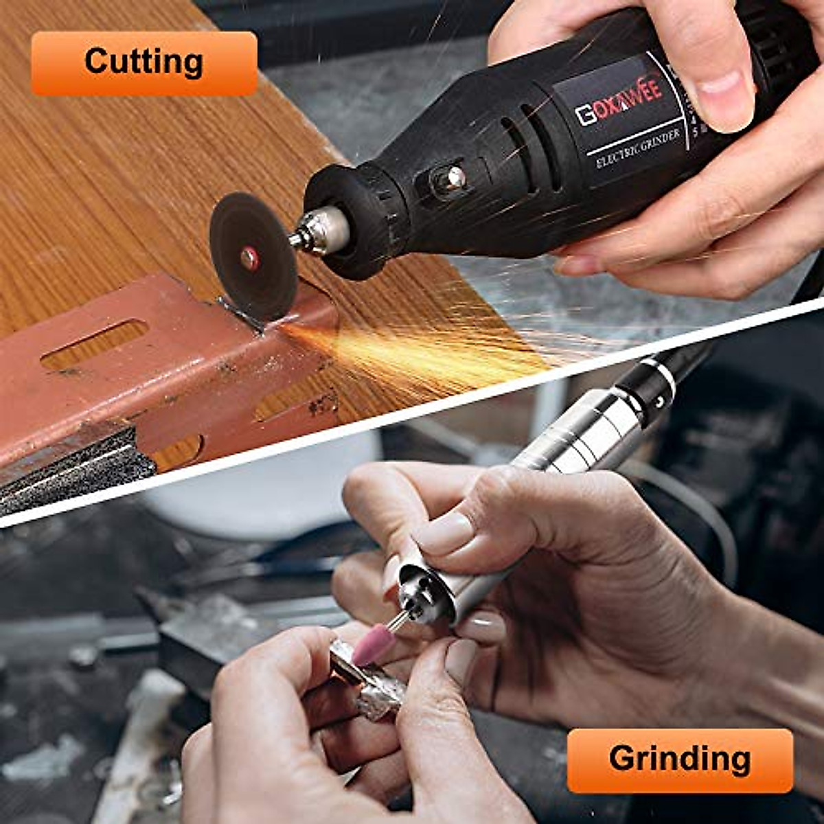 𝟭𝟰𝟭𝗣𝗰𝘀 𝗥𝗼𝘁𝗮𝗿𝘆 𝗧𝗼𝗼𝗹 𝗔𝗰𝗰𝗲𝘀𝘀𝗼𝗿𝗶𝗲𝘀 𝗞𝗶𝘁 - GOXAWEE 1/8-inch Shank All Purpose Power Tool Accessory Set Universal Fitment for Easy Drilling Sawing Sanding Grinding Polishing