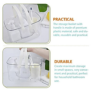 LALAFINA Loofah Shower Caddy Basket Plastic Storage Basket Shower Organizer Bucket with Handle Whale Pattern for Kitchen Dorm Bathroom Garden Cleaning Supplies White Scrunchies