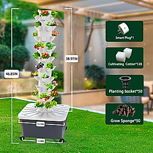 Sjzx Hydroponic Growing System(No Seedlings Included) | 50-Pod Hydroponic System | Outdoor Indoor Vertical Garden | Home Gardening System for Indoor Herbs and Vegetables | BPA-Free