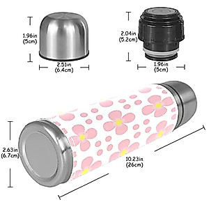 Stainless Steel Leather Vacuum Insulated Mug Flowers Thermos Water Bottle for Hot and Cold Drinks Kids Adults 16 Oz