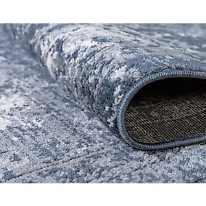 Unique Loom Portland Collection Area Rug - Albany (7' 10" Square, Blue/ Gray)