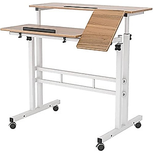 soges Adjustable Stand Up Desk 23.6 inches Computer Mobile Desk Workstation with Standing and Seating (Oak)