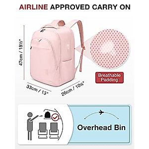 BAGSMART Travel Backpacks Laptop Backpack 17.3 Inch Notebook Water Resistant Casual Daypack Super Large Bags for Business Work Computer Bag School College Bookbag Women Girls Pink
