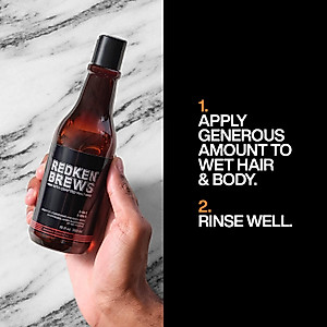 Redken Brews 3-In-1 Men's Shampoo, Conditioner, and Body Wash | Multi-Purpose Hair & Body Cleanser for Men | Moisturizes & Hydrates | All-In-One Soap for Everyday, Travel, and Gym