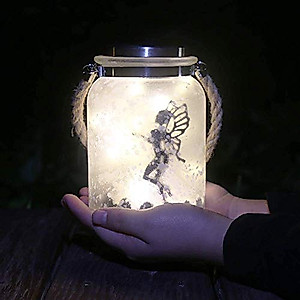 Kaixoxin Solar Lantern Lights Ideal for Great Gifts White Frosted Glass Hanging Jar Solar Lights Outdoor Decorative 20 Warm White Mini LED String Lights (Fairy) (1, Fairy)