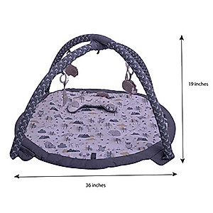 Bacati Woodlands Grey/Beige Neutral Cotton Activity Gym with Mat, Beige/Grey