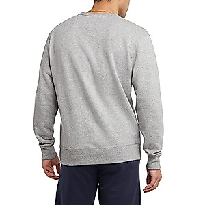 Champion Crewneck, Midweight Crew Men, Comfortable Sweatshirts, Oxford Gray C Logo, Medium